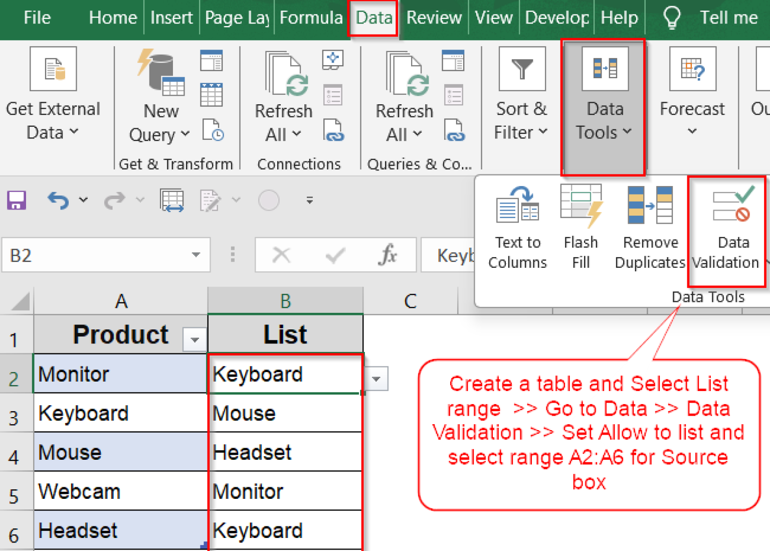How To Create A Drop Down List From A Table In Excel Excel Insider