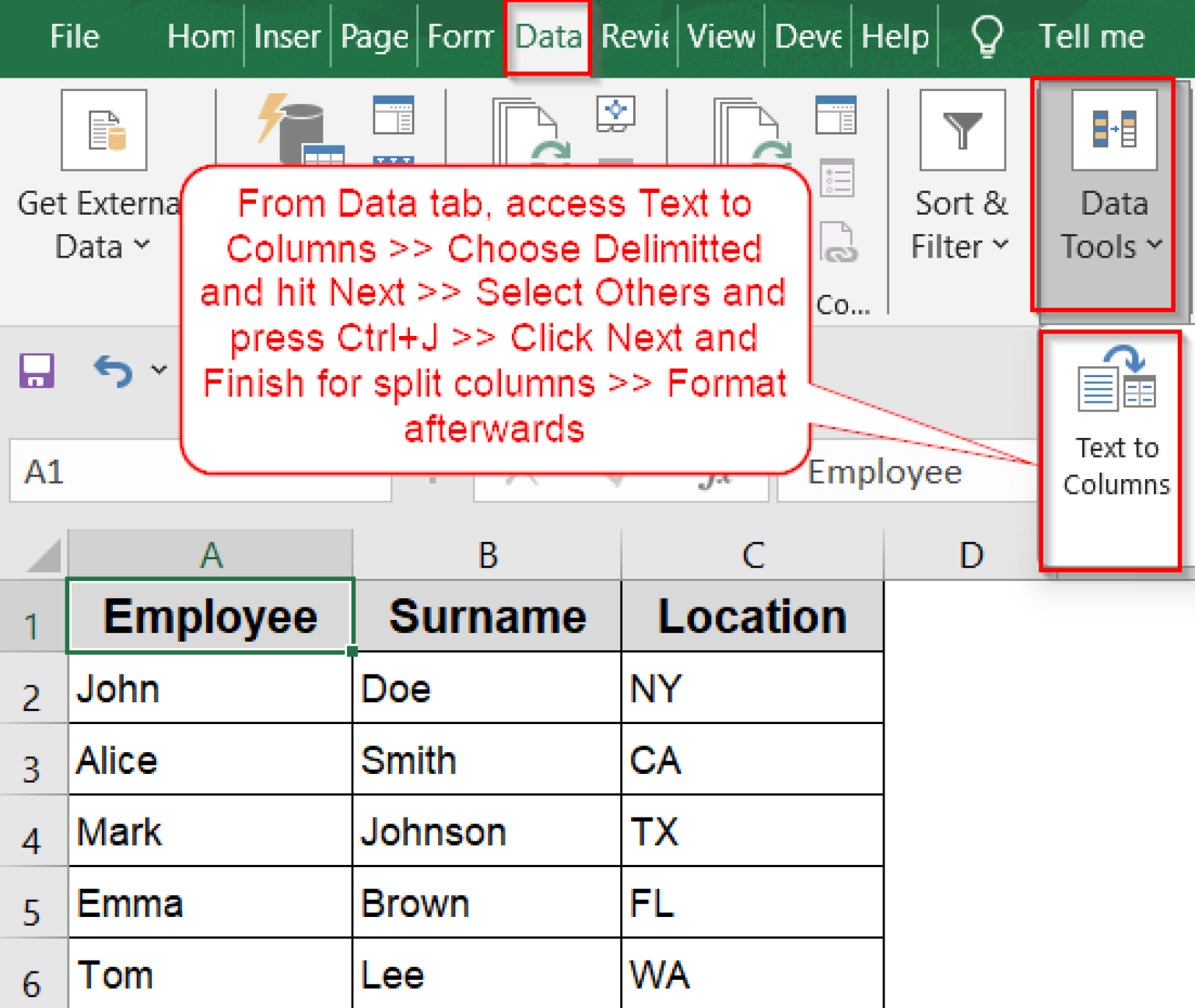 How to Convert Text to Columns with Line Break in Excel - Excel Insider