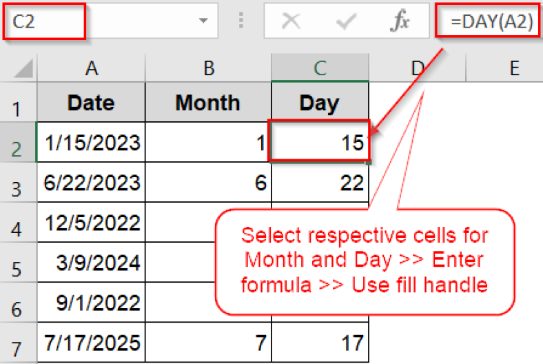 How To Extract Month And Day From A Date In Excel 6 Methods