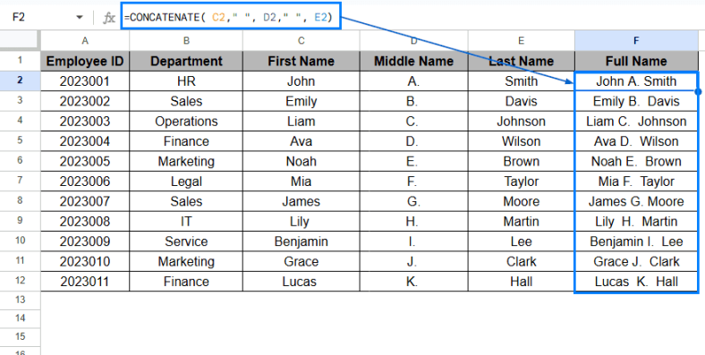 How to Concatenate Multiple Cells in Google Sheets - Excel Insider