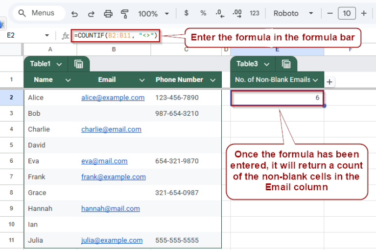How to Use COUNTIF to Count Non-Blank Cells in Google Sheets - Excel Insider