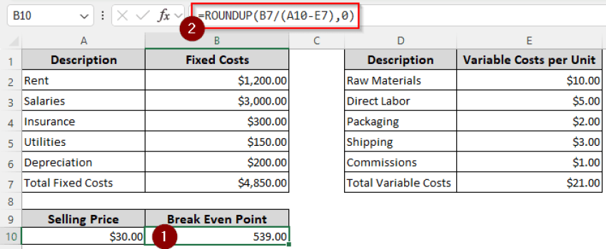 How To Calculate Break Even Point In Excel 4 Suitable Ways Excel