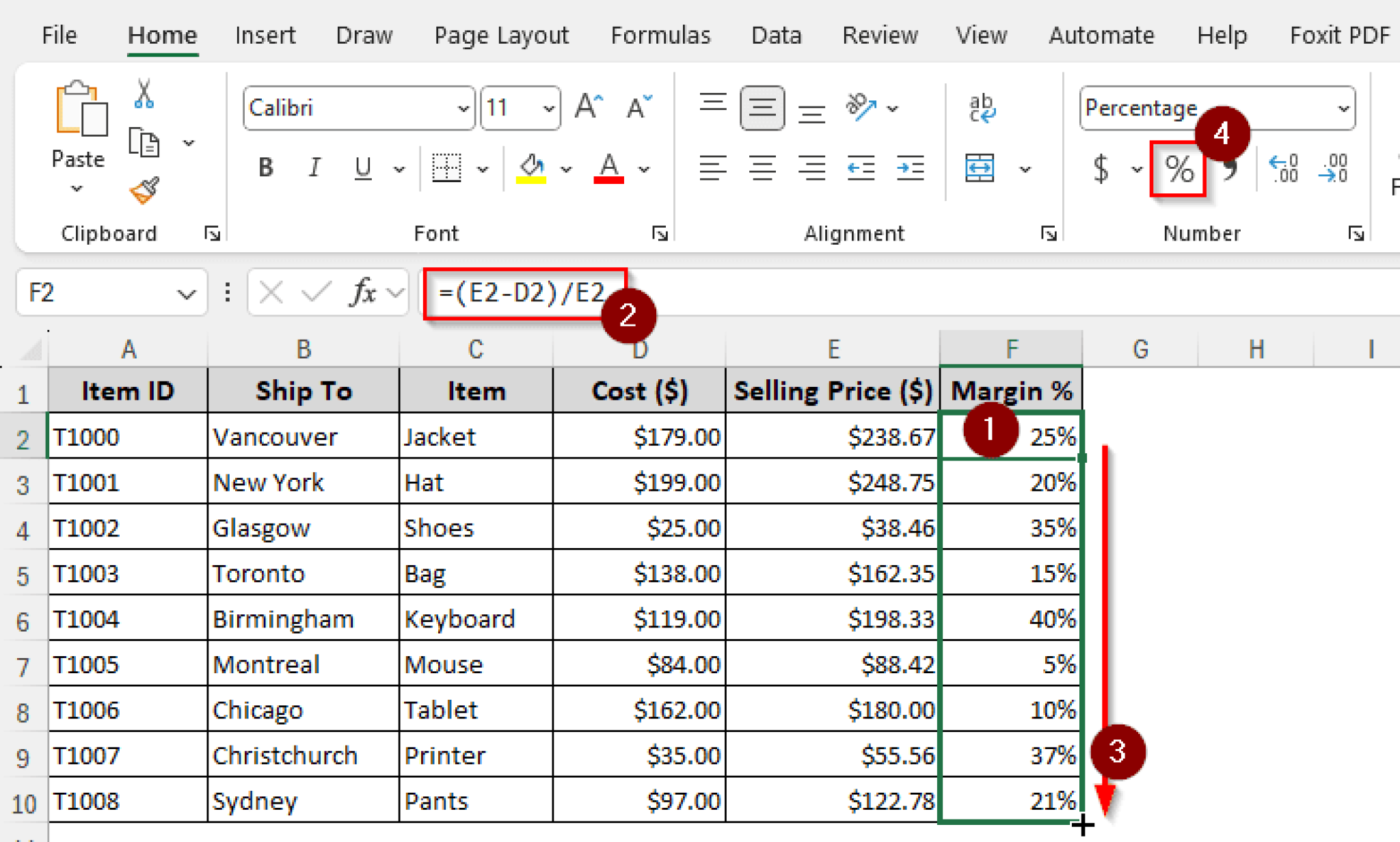 How To Calculate Margin Percentage In Excel With Quick Steps Excel