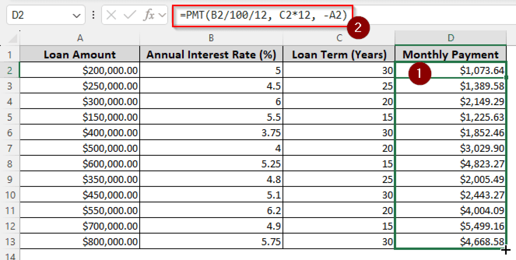 How To Calculate Monthly Mortgage Payment in Excel - Excel Insider