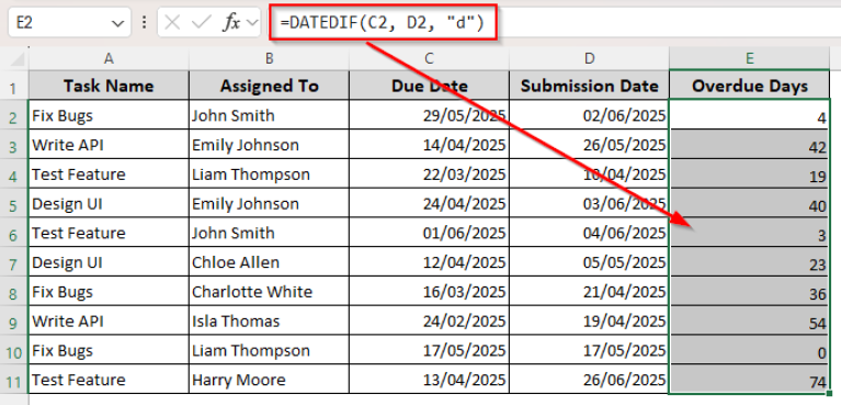 How to Calculate Overdue Days in Excel (8 Suitable Examples) - Excel ...