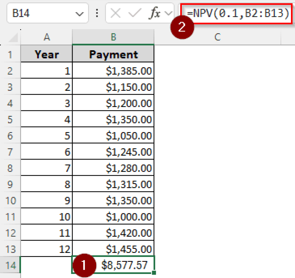 How to Calculate Present Value in Excel with Different Payments - Excel ...