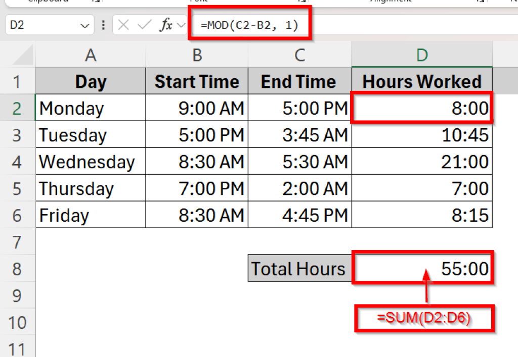 How to Calculate Total Hours in Excel (3 Suitable Ways) - Excel Insider
