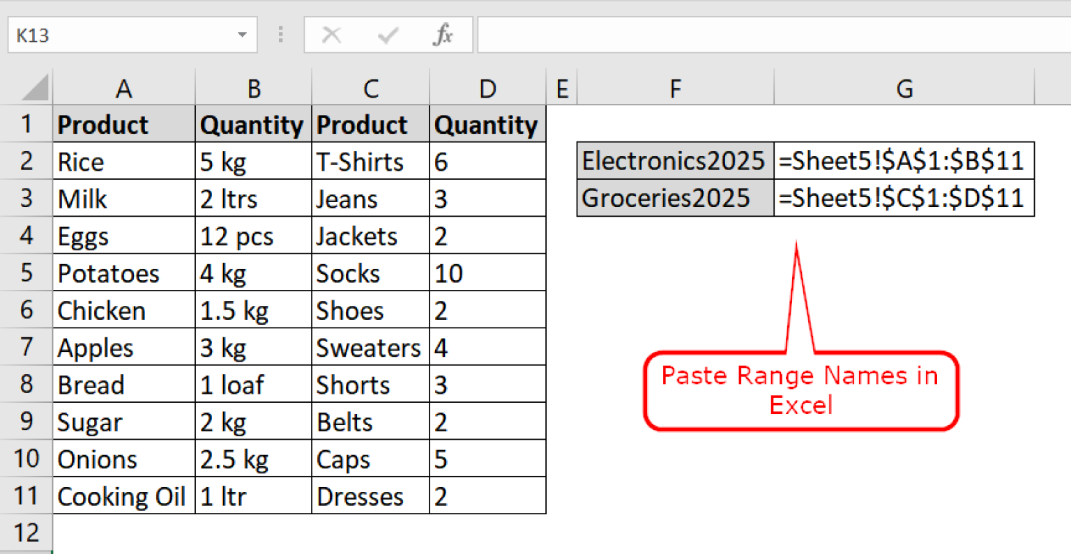 How to Paste Range Names in Excel (3 Simple Tricks) - Excel Insider