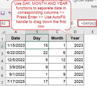 How to Separate Date in Excel Using Formula (3 Suitable Methods ...