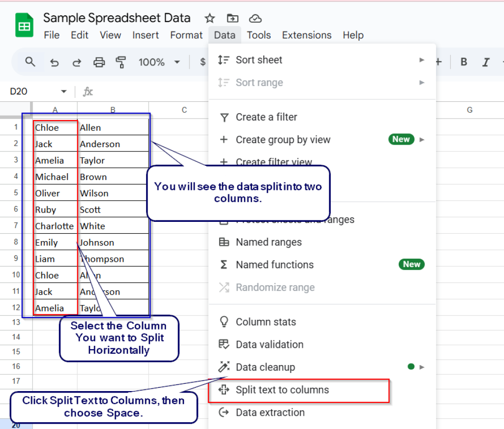 How to Split a Cell Horizontally In Google Sheets (5 Useful Methods ...