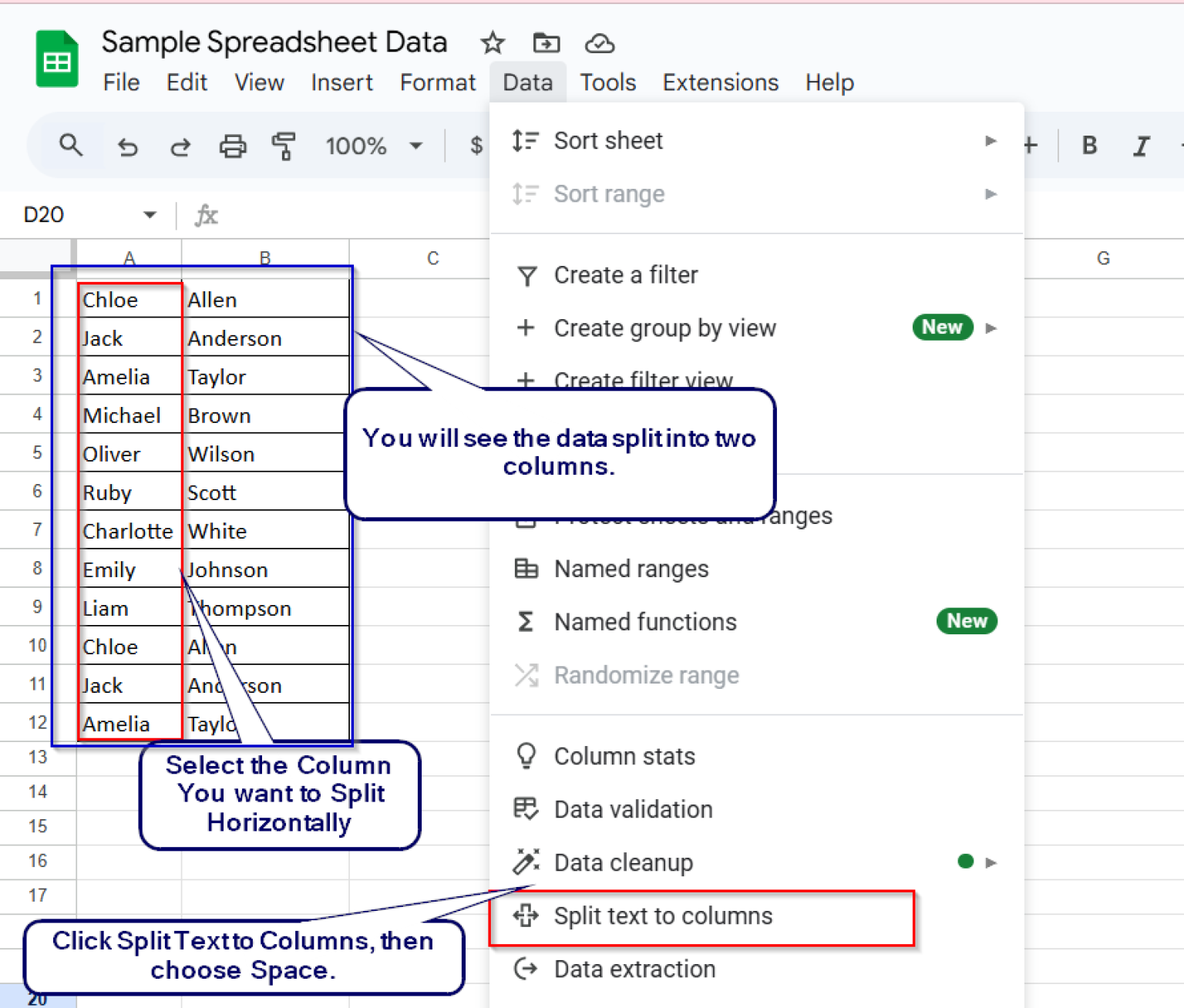How to Split a Cell Horizontally In Google Sheets (5 Useful Methods) - Excel Insider