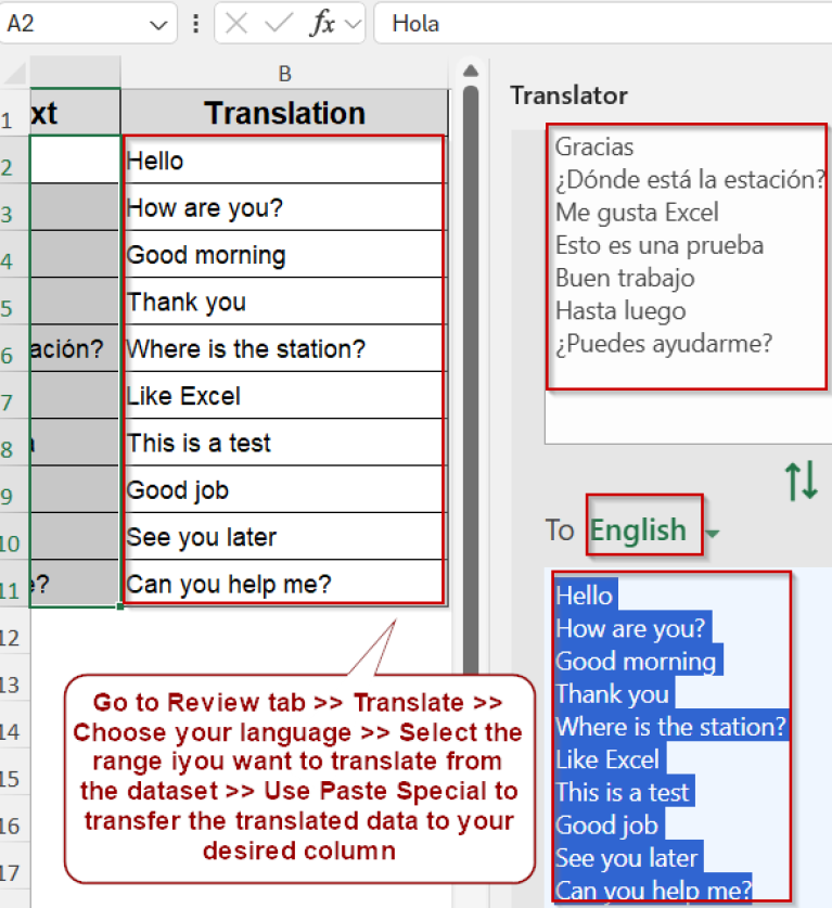 How to Translate Multiple Cells in Excel (4 Effective Ways) - Excel Insider