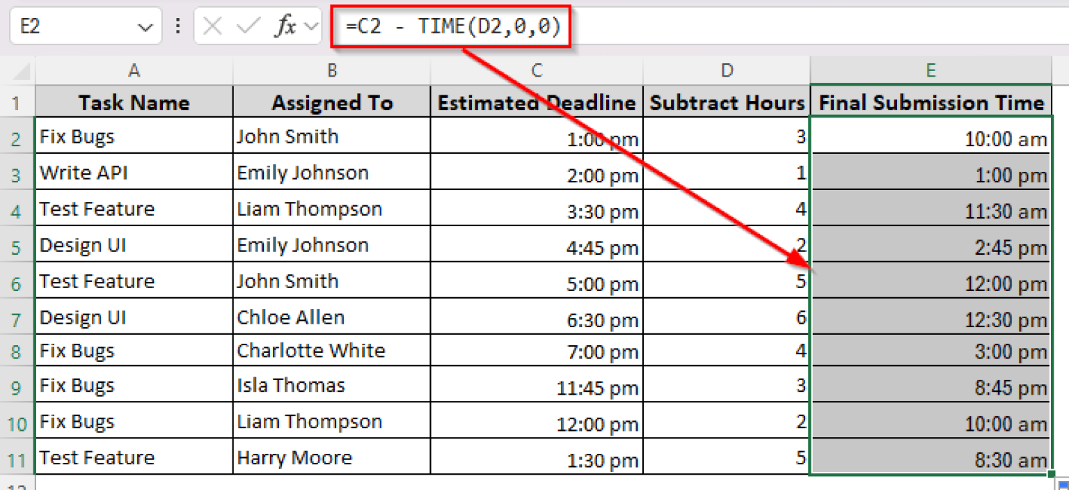 How to Subtract Hours from Time in Excel (7 Different Examples) - Excel Insider