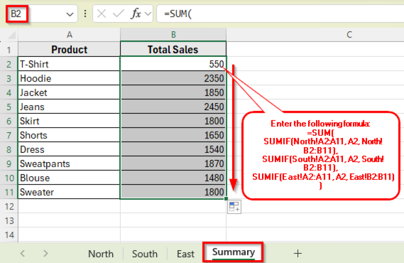 How To Use Sumif Across Multiple Sheets In Excel 2 Examples Excel