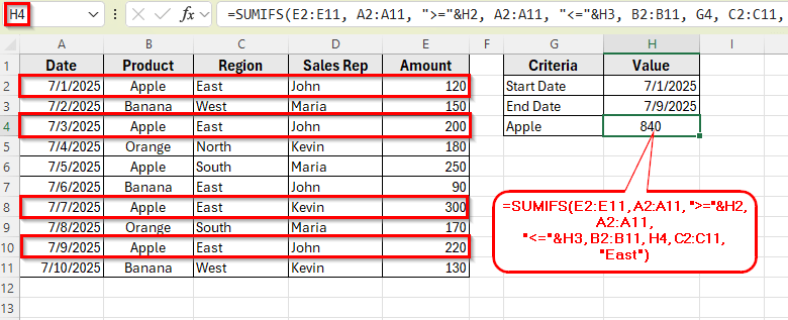 How to Use SUMIFS with Date Range and Multiple Criteria in Excel - Excel Insider