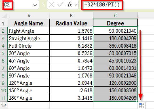 How to Convert Radians to Degrees in Excel (3 Easy Methods) - Excel Insider