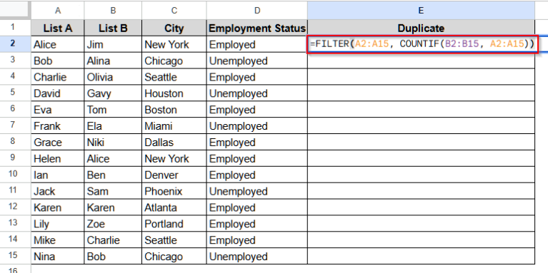 How to Find Duplicates in Two Columns in Google Sheets - Excel Insider