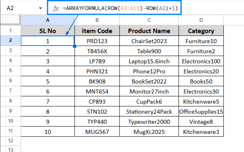 How to Add Serial Numbers in Google Sheets (5 Simple Ways) - Excel Insider