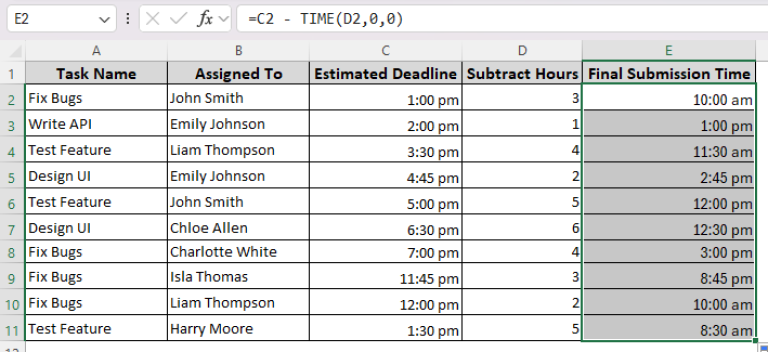 How to Subtract Hours from Time in Excel (7 Different Examples) - Excel ...