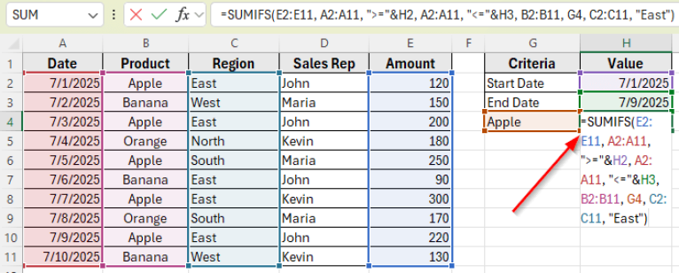 How To Use Sumifs With Date Range And Multiple Criteria In Excel Excel Insider