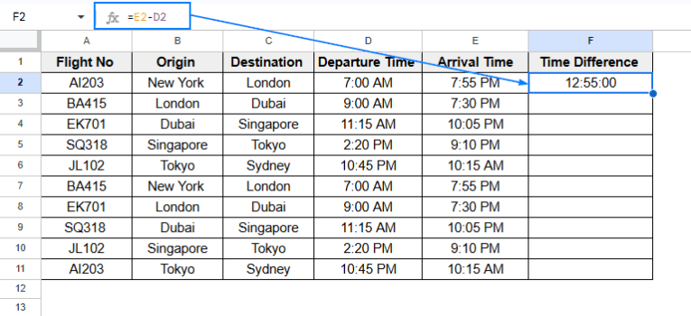How to Calculate Duration Between Two Times in Google Sheets - Excel Insider