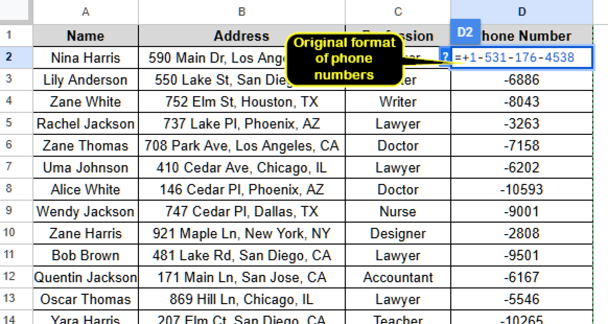 How to Format Phone Numbers in Google Sheets (2 Easy Ways) - Excel Insider