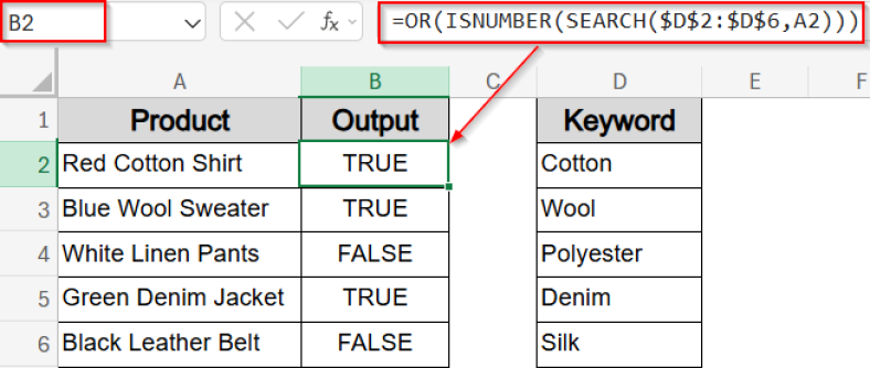 How to Check If a Cell Contains Text from a List in Excel - Excel Insider