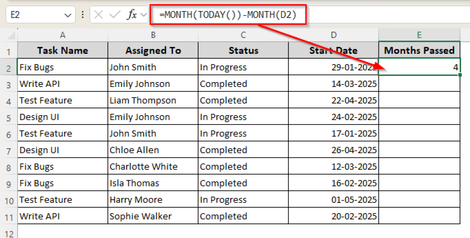 Excel Formula to Count Months from Date to Today - Excel Insider