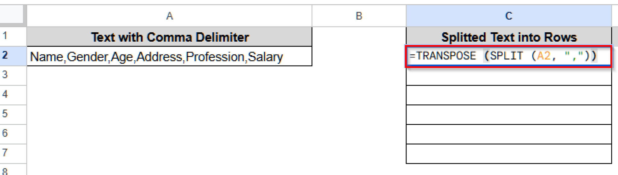 How to Split Text to Rows in Google Sheets (2 Useful Formulas) - Excel Insider