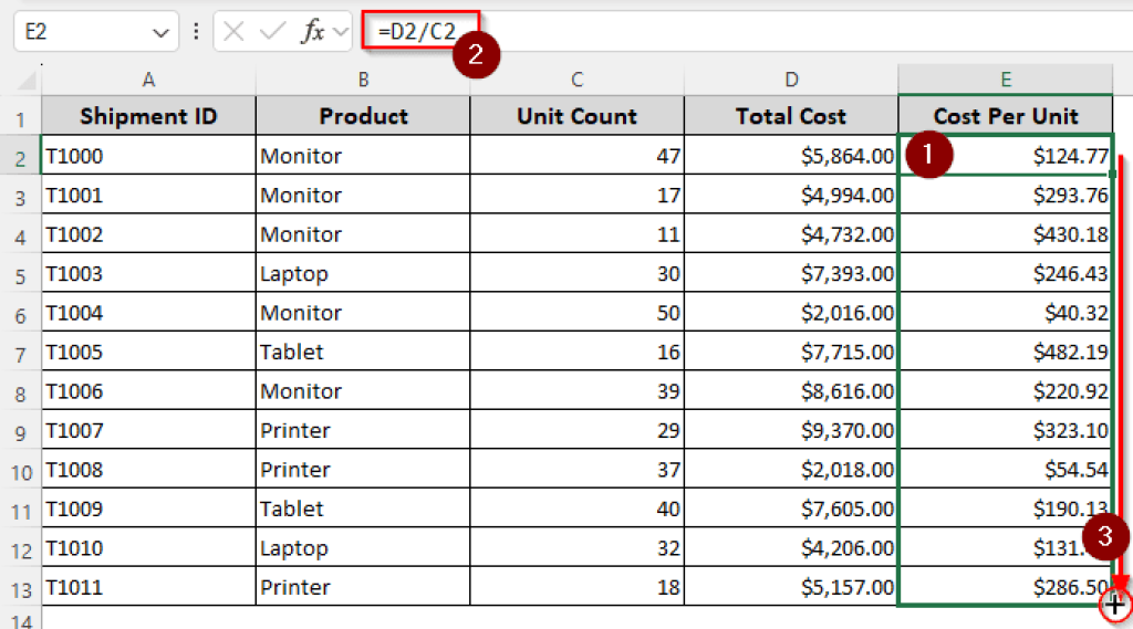 How To Calculate Cost Per Unit In Excel 3 Effective Ways Excel Insider