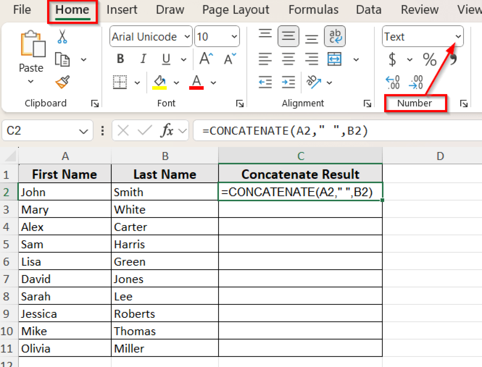 [Solved] CONCATENATE Function in Excel Not Working - Excel Insider