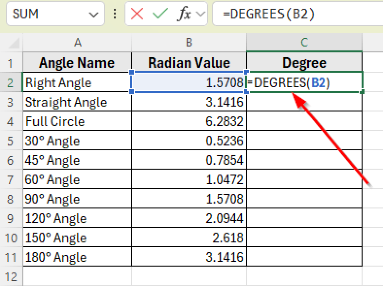 How to Convert Radians to Degrees in Excel (3 Easy Methods) - Excel Insider