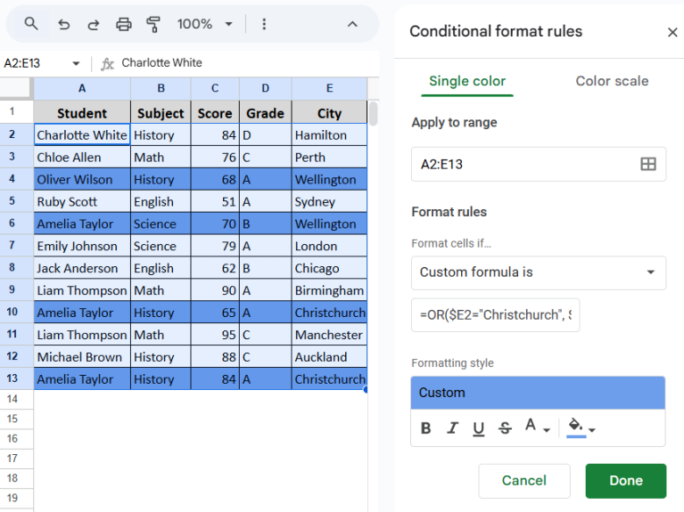 Conditional Formatting with Multiple Conditions in Google Sheets - Excel Insider