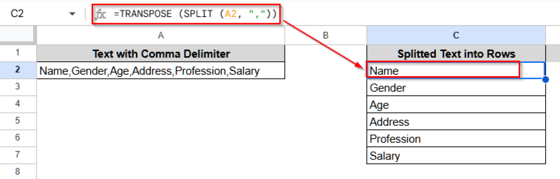 How to Split Text to Rows in Google Sheets (2 Useful Formulas) - Excel Insider