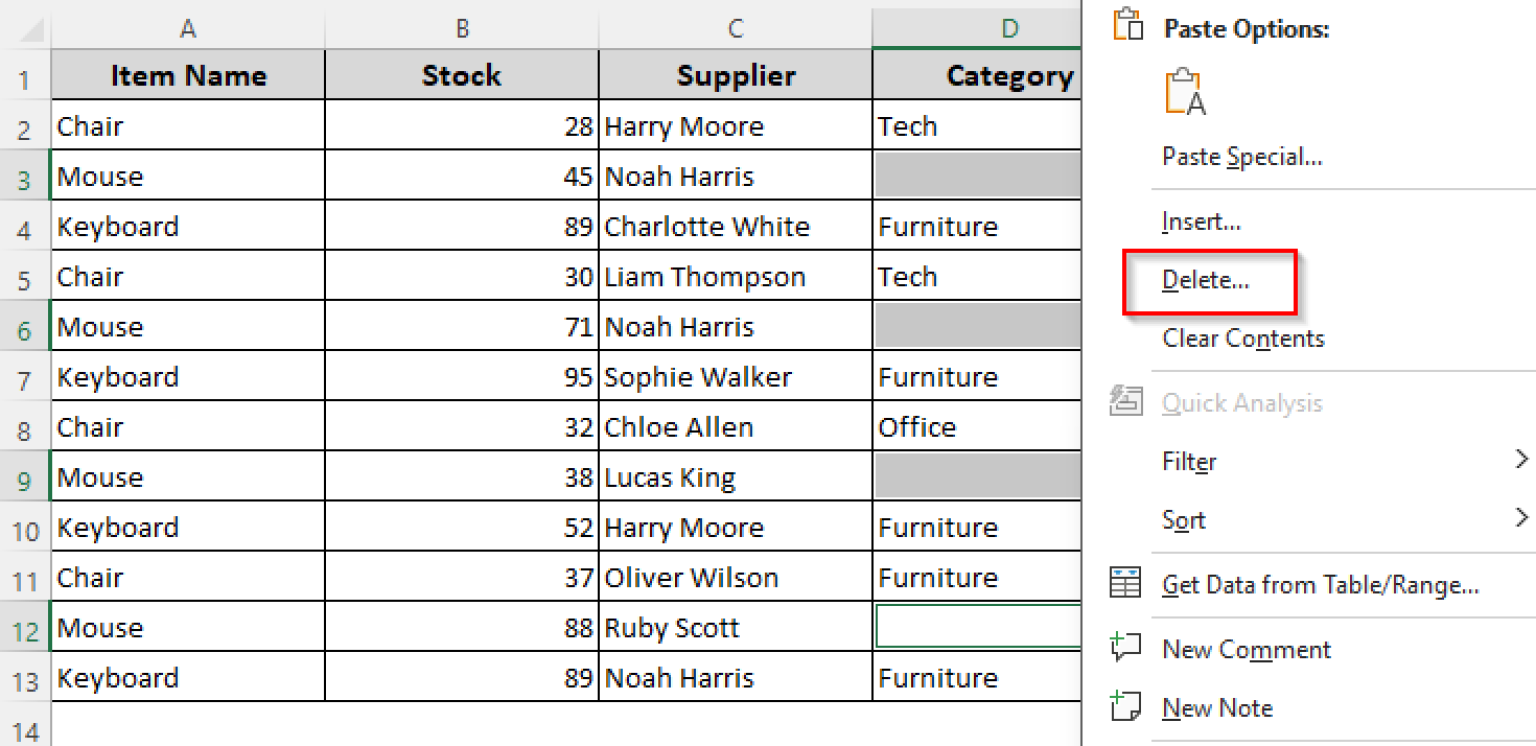 How to Delete Blank Cells in Excel and Shift Data Up - Excel Insider