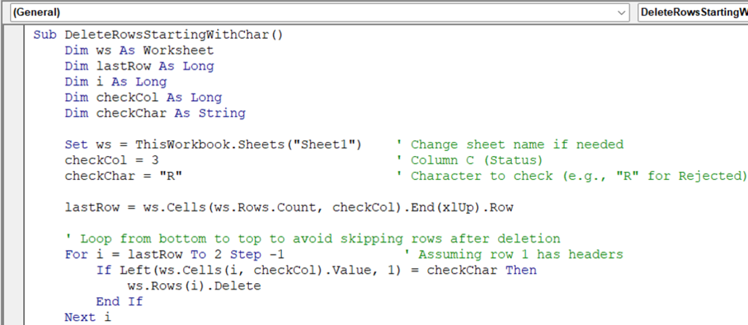 How to Delete Rows Based on Criteria Using VBA Macro - Excel Insider