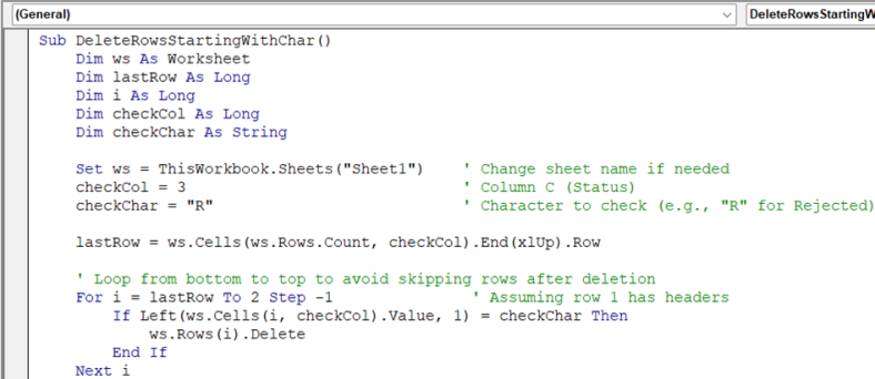 How to Delete Rows Based on Criteria Using VBA Macro - Excel Insider