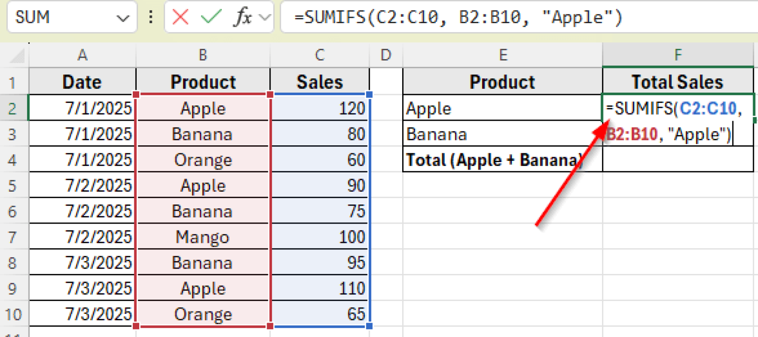 SUMIFS with Multiple Criteria in Same Column in Excel - Excel Insider
