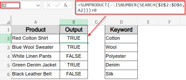 How to Check If a Cell Contains Text from a List in Excel - Excel Insider