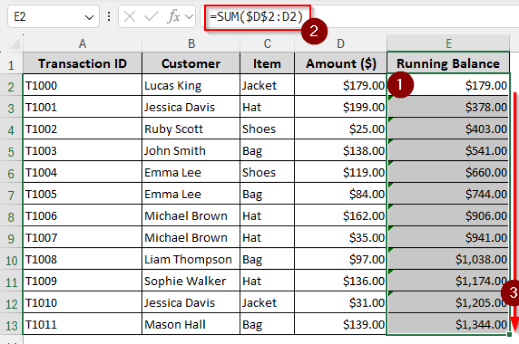 How to Calculate Running Balance in Excel (8 Suitable Examples) - Excel Insider