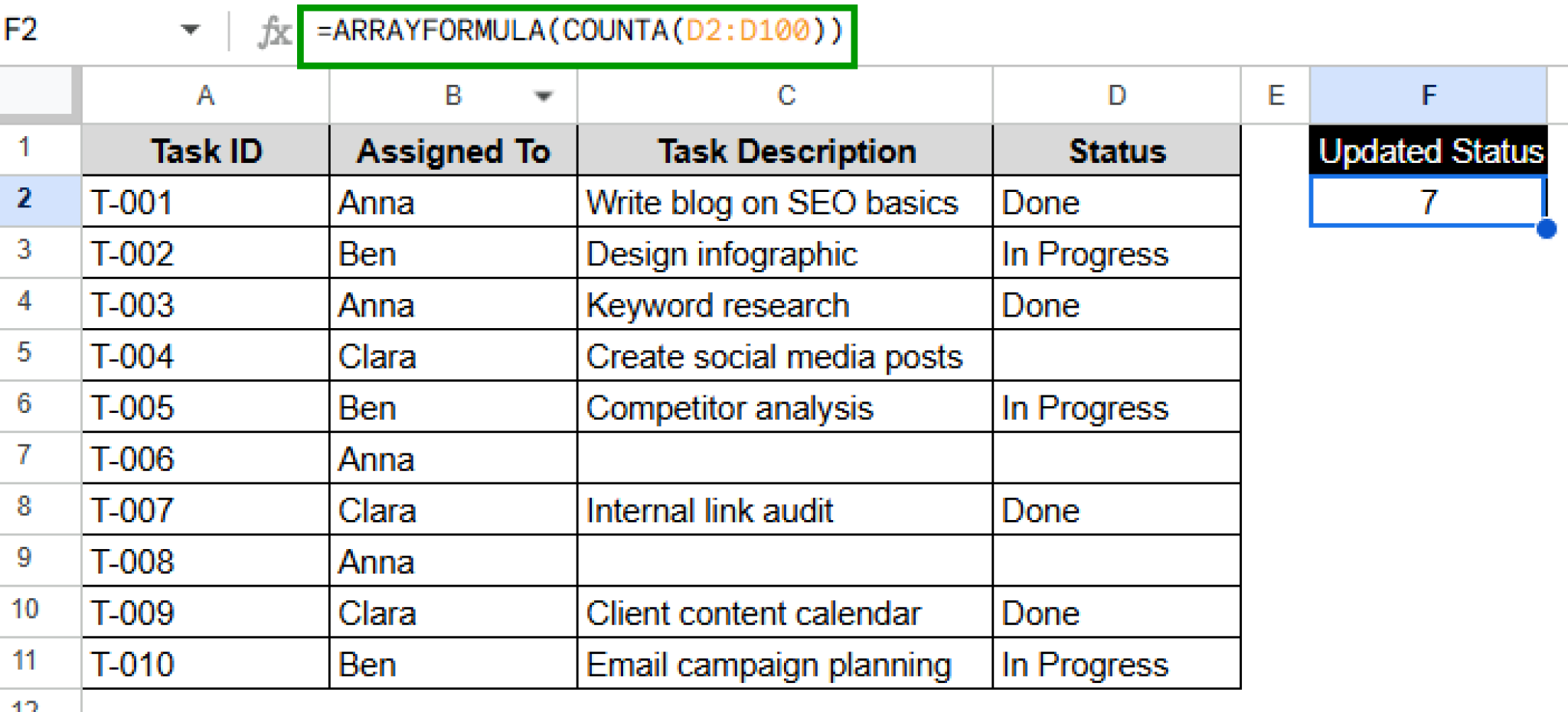 How to Count Non-Empty Cells in Google Sheets - Excel Insider