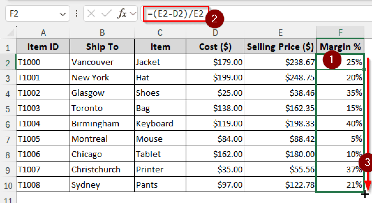How To Calculate Margin Percentage in Excel (with Quick Steps) - Excel ...