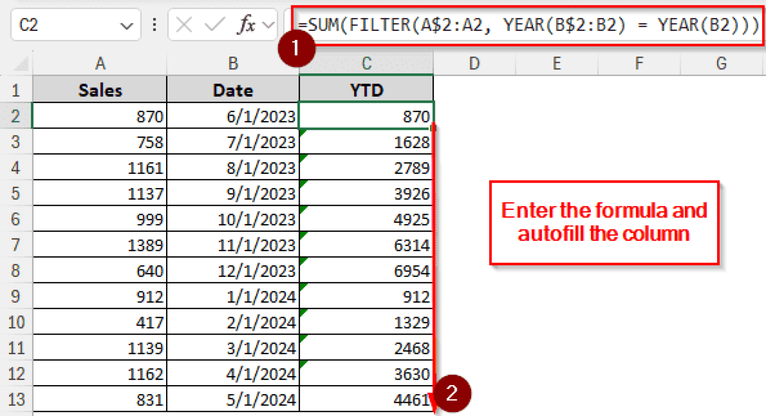 How to Calculate YTD in Excel (4 Useful Methods) - Excel Insider