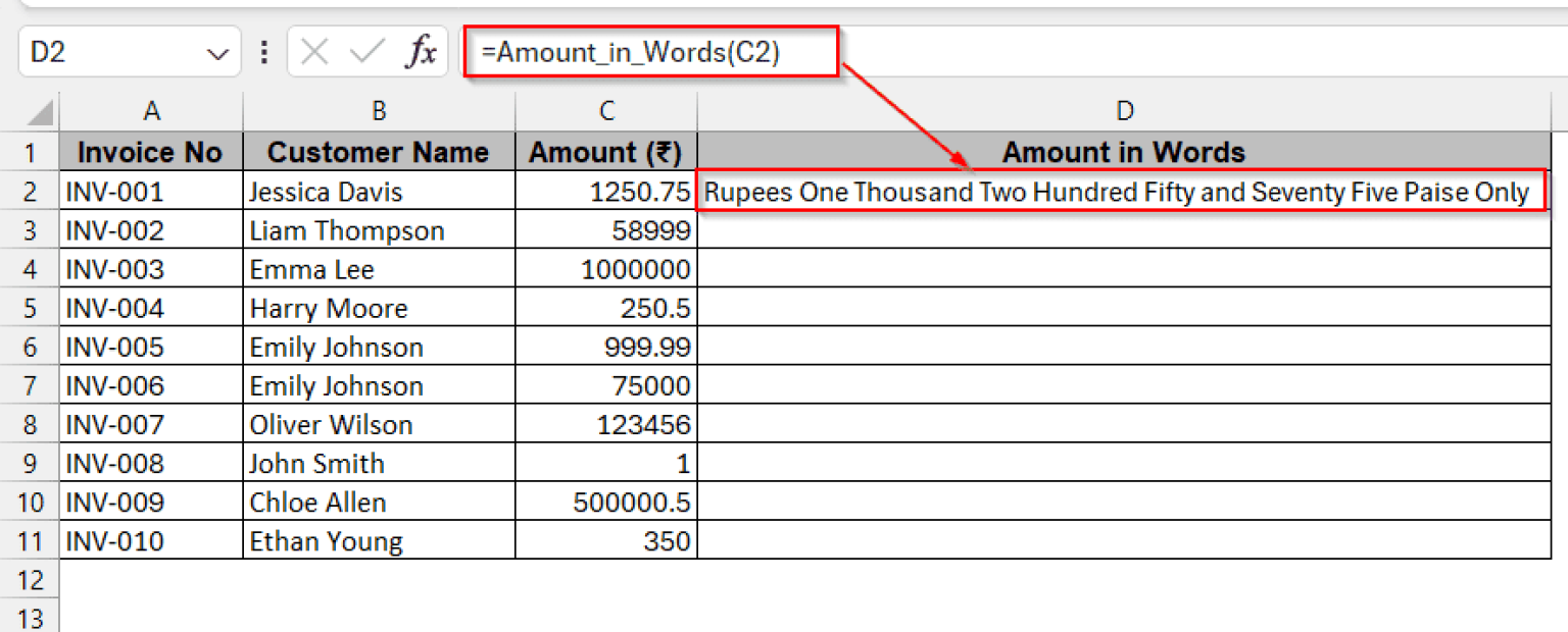 How to Convert a Number to Words in Excel in Rupees - Excel Insider
