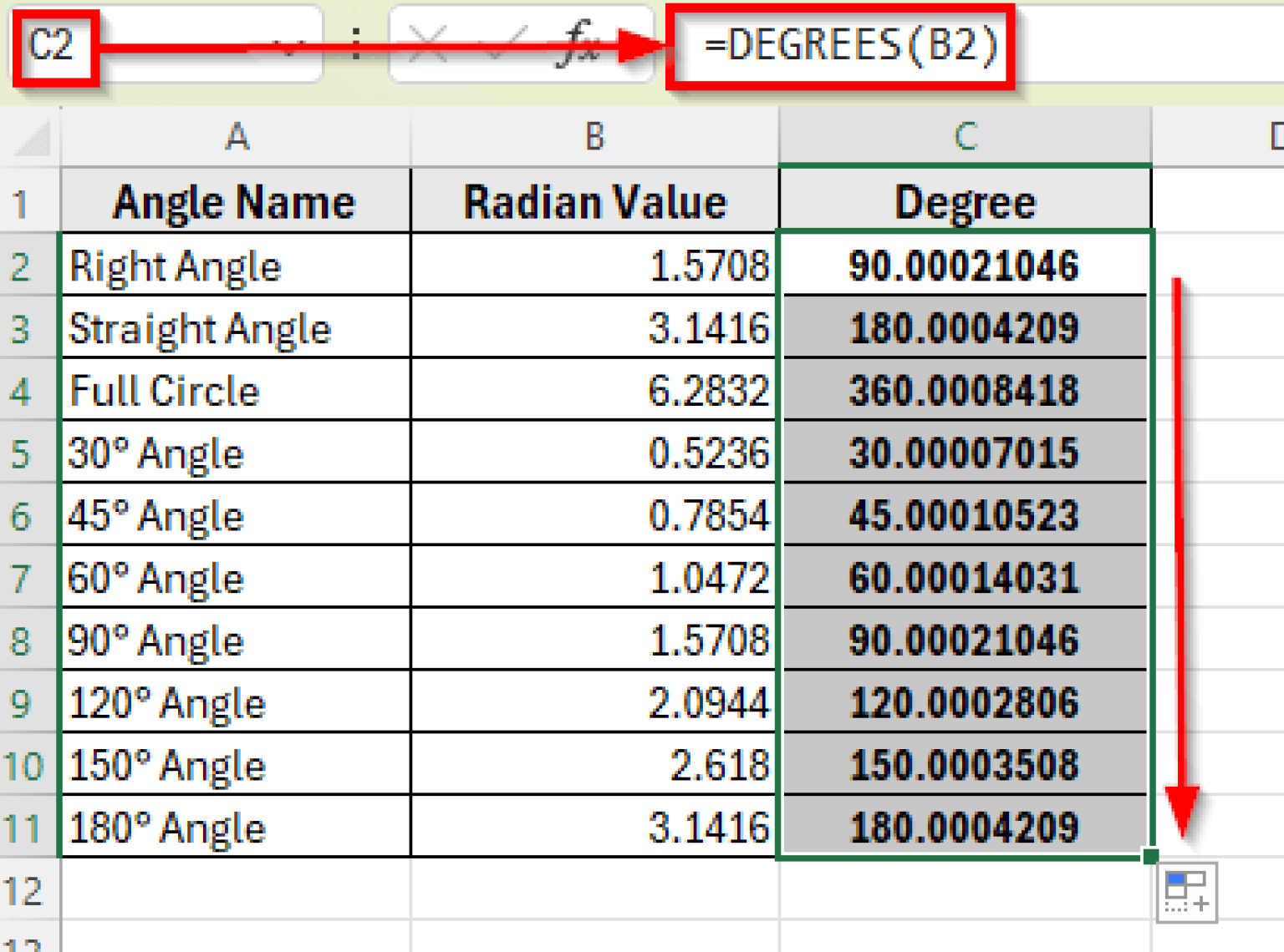 How to Convert Radians to Degrees in Excel (3 Easy Methods) - Excel Insider