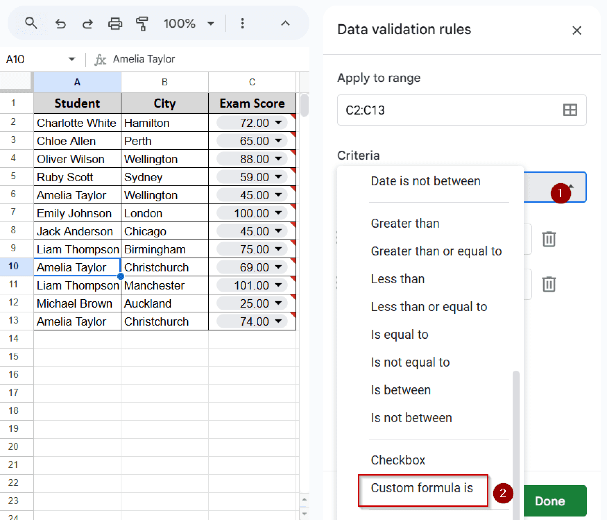 How to Use Custom Data Validation Formula in Google Sheets - Excel Insider