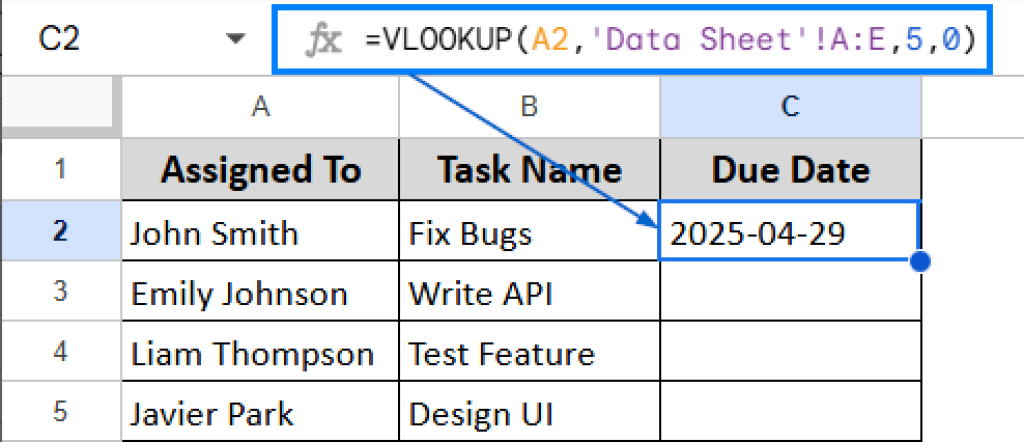 How to Use VLOOKUP from Another Sheet in Google Sheets - Excel Insider