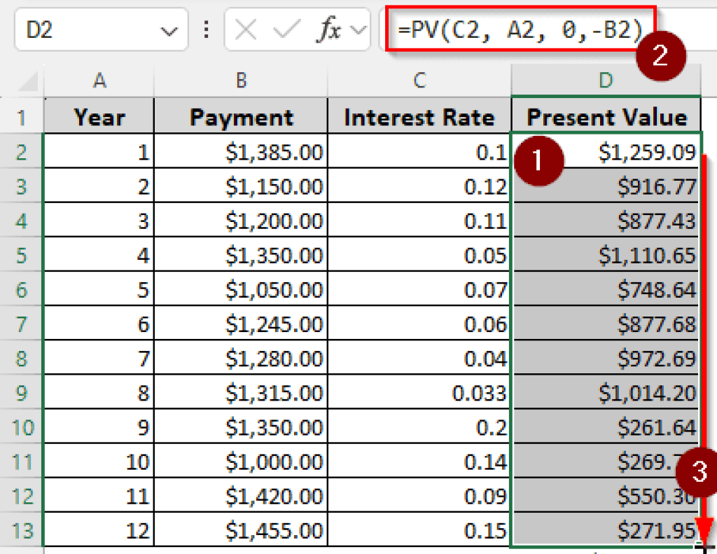 How to Calculate Present Value in Excel with Different Payments - Excel Insider
