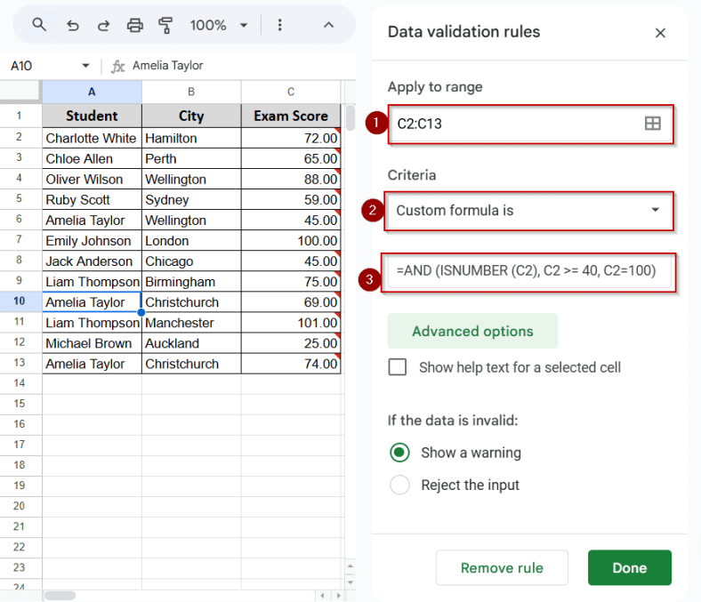 How to Use Custom Data Validation Formula in Google Sheets - Excel Insider