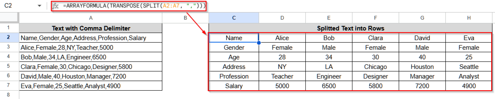 How to Split Text to Rows in Google Sheets (2 Useful Formulas) - Excel Insider